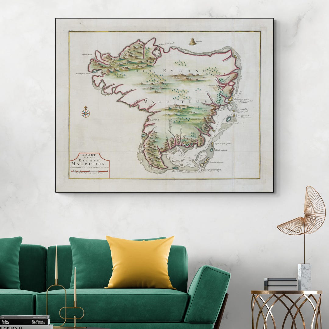 1726 Map of Dutch Mauritius African Mauritian Cartography History Decor ...