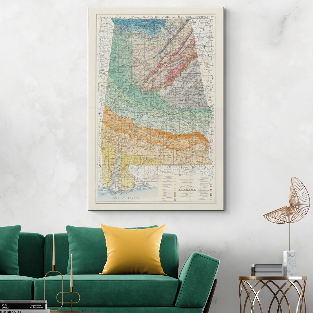 1894 Geological Map of Alabama American State Cartography History Decor ...