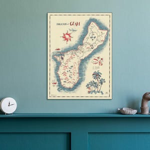 Pictorial Map of Guam Marianas Island Geography Vintage American ...