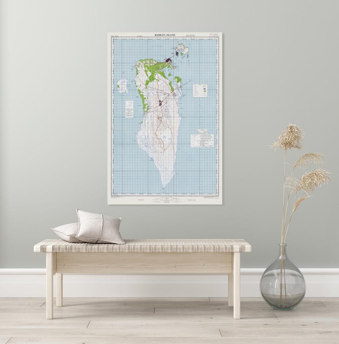 1956 Map of Bahrain Middle Eastern Geography Bahraini History ...