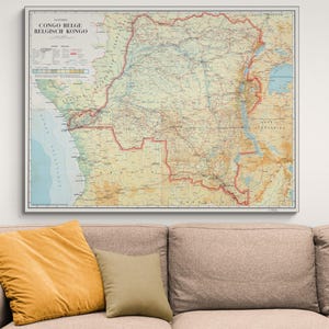1951 Map of Belgian Congo – Colonial-era African Map Showing Political ...