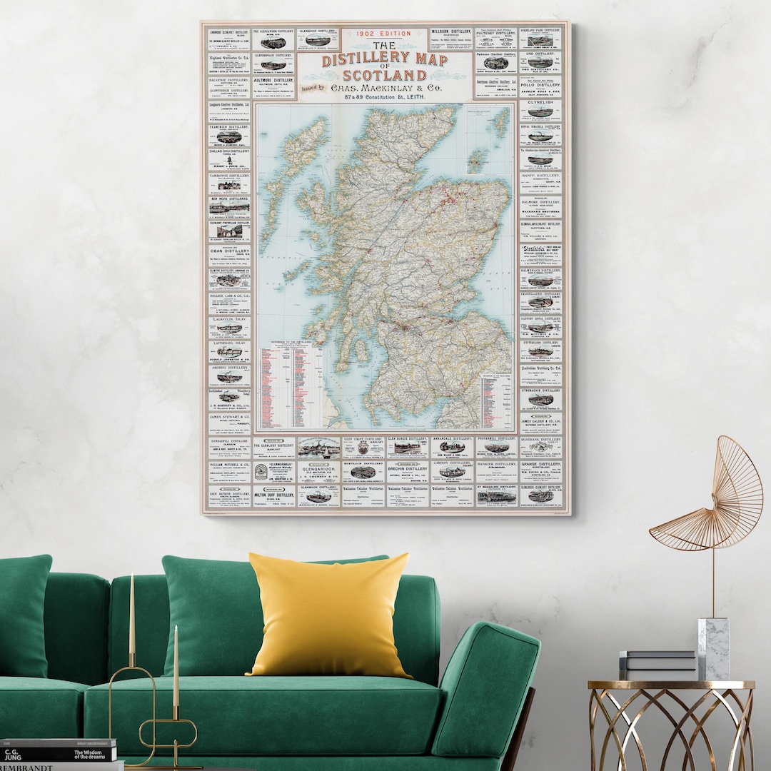 1902 Scotland Distillery Map – Historic Scottish Highlands Whisky ...