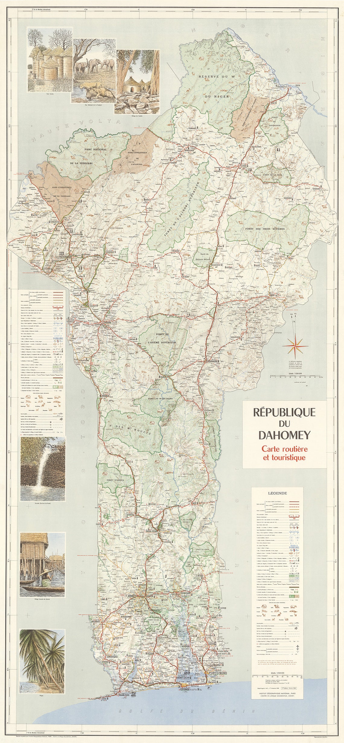 1968 Map of Benin Africa West African Geography Antique Cartography ...