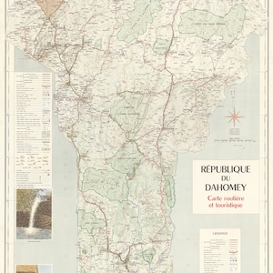 1968 Map of Benin Africa West African Geography Antique Cartography ...
