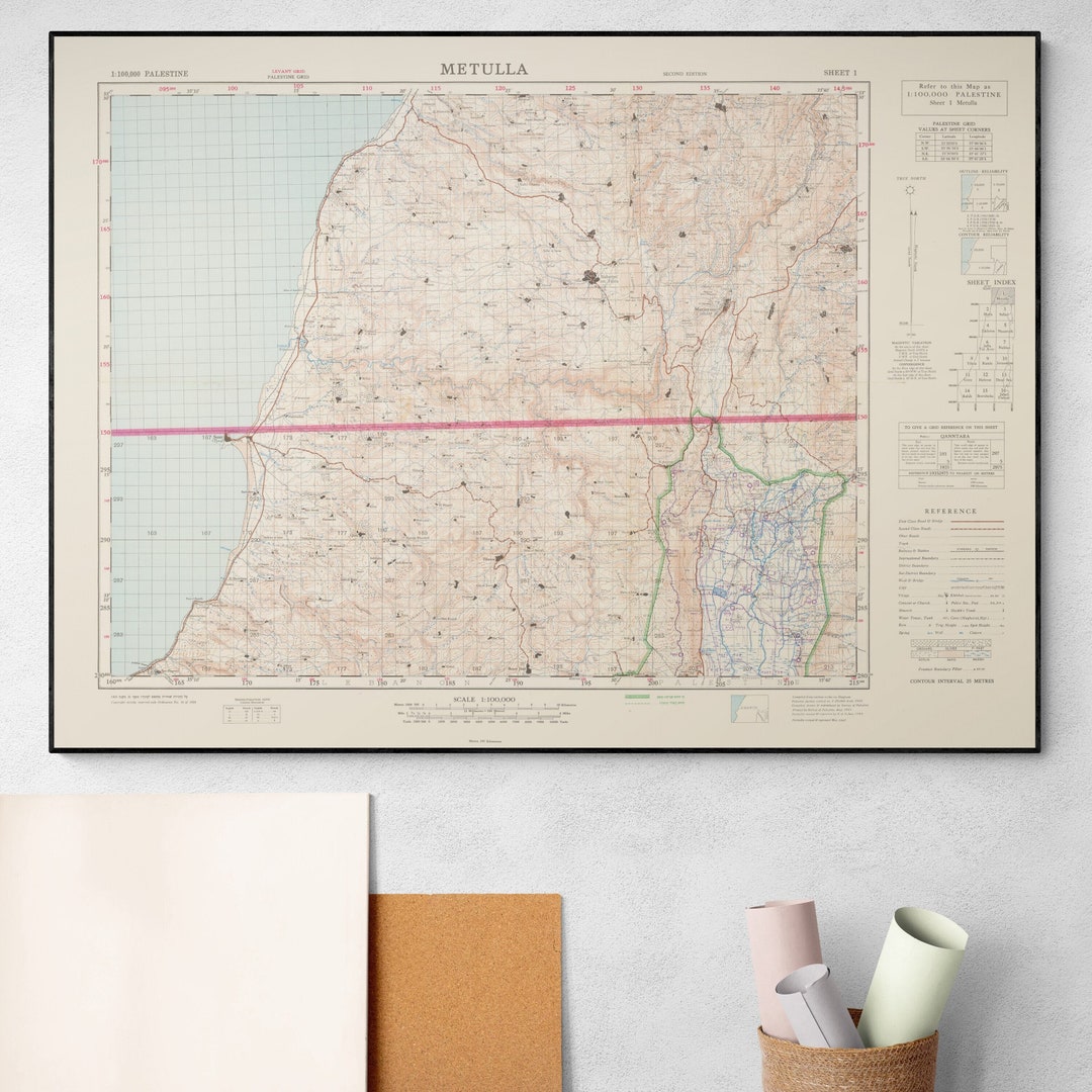 1947 Survey of Palestine Map of Metula Middle Eastern Cartography ...