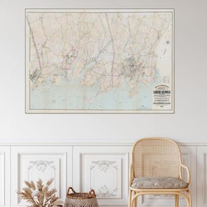 1890 Wall Map of Greenwich and Stamford Connecticut American Geography ...