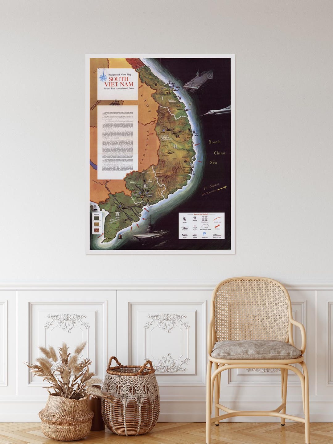 1965 Pictorial Map of the Vietnam War Conflict Historical Asian ...