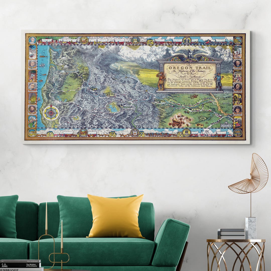 Pictorial Map of the Oregon Trail – Illustrated Historical Map Showing ...