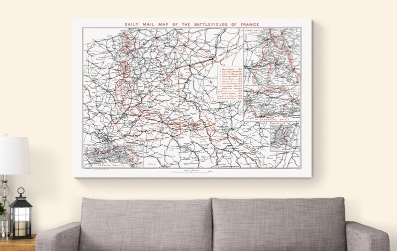 Map of WWI Battlefields in France – Postwar Map Showing Major French ...
