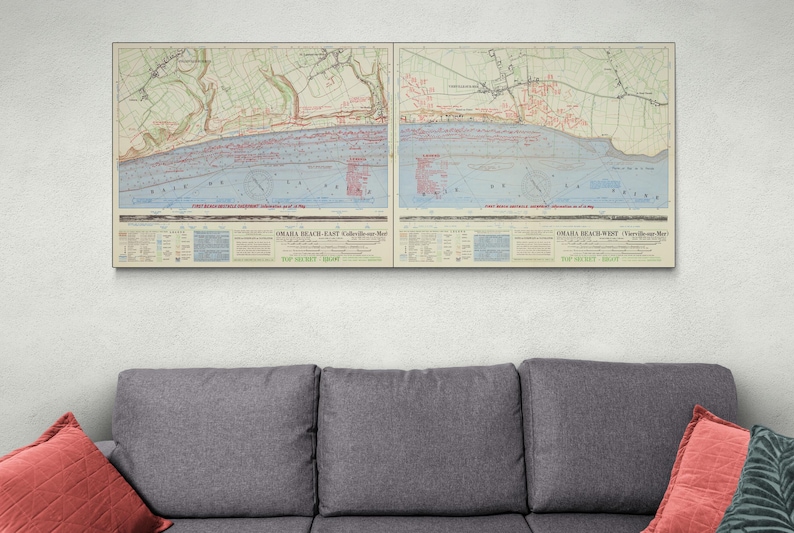 1944 D-day Map of Omaha Beach – Secret “bigot” WWII Invasion Chart of ...