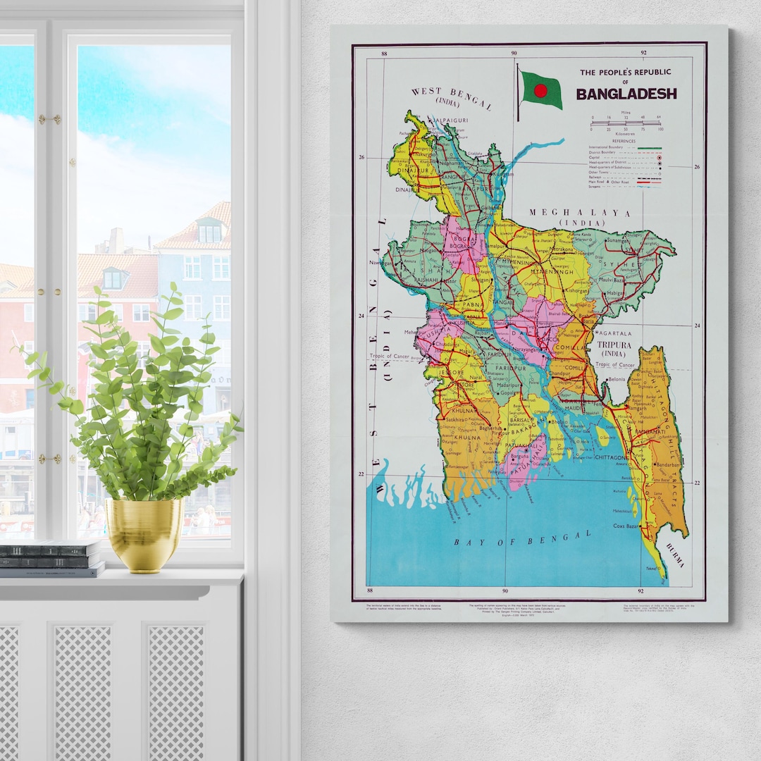 1972 Map of Bangladesh – Historic Post-independence Map Showing ...