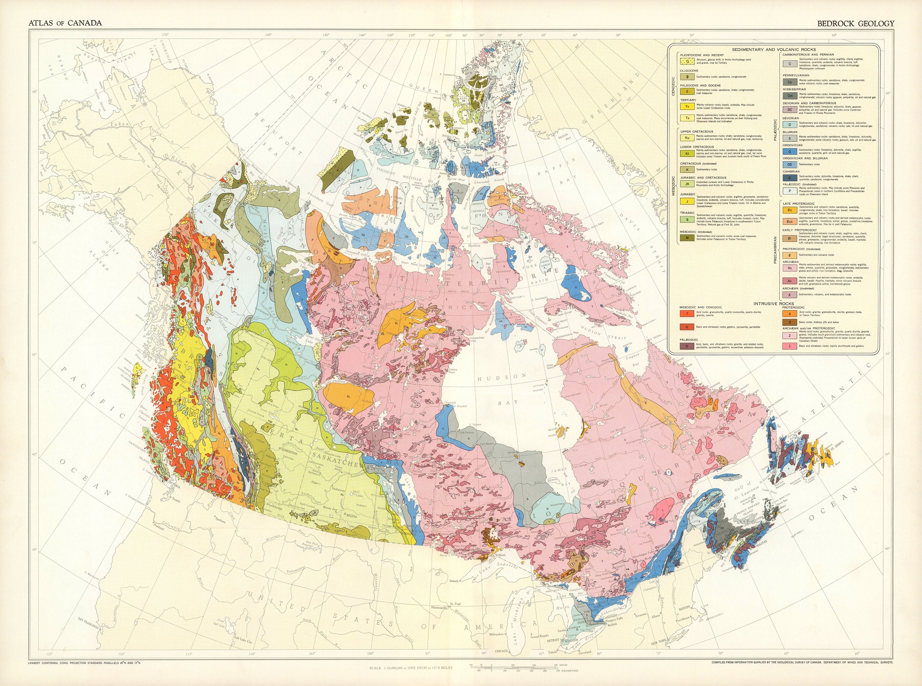 Geological Map of Canada Canadian Geology Earth Science - Etsy