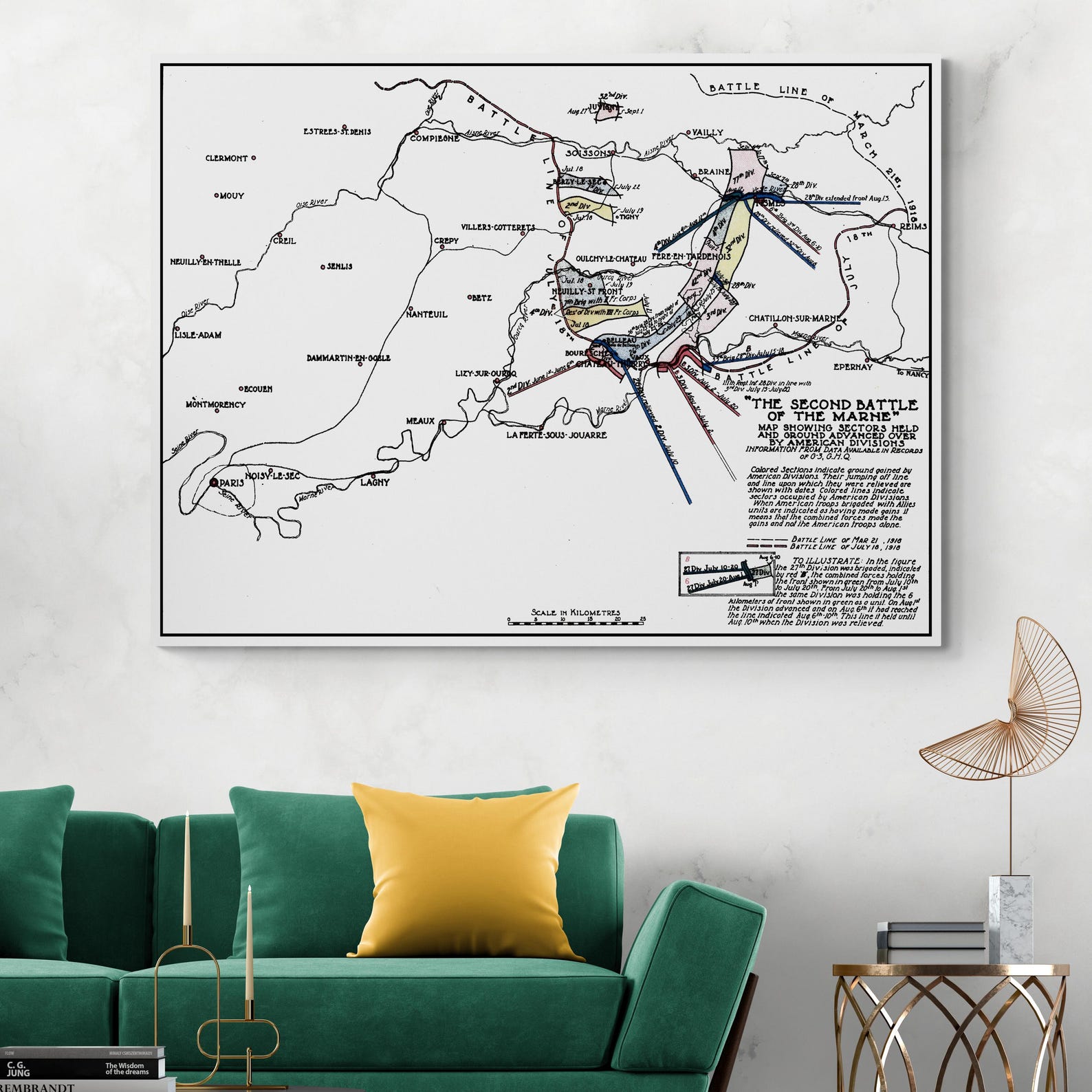 1918 Map of Second Battle of the Marne – WWI Cartography – Allied ...
