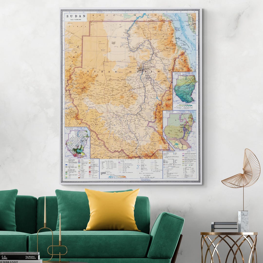 1986 Map of Sudan – Historical African Map Showing National Borders ...