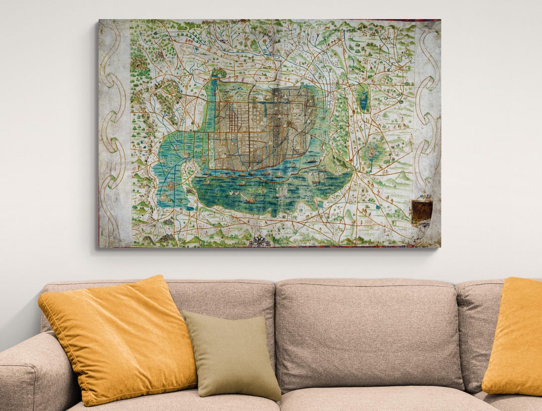 1521 Map of Tenochtitlan Mexico City Aztec Indigenous Pre-colombian ...