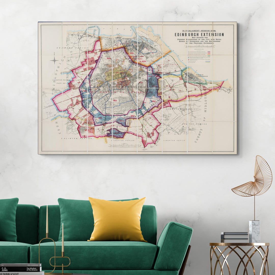 1896 Historical Map of Edinburgh Scotland – Late Victorian-era Urban ...