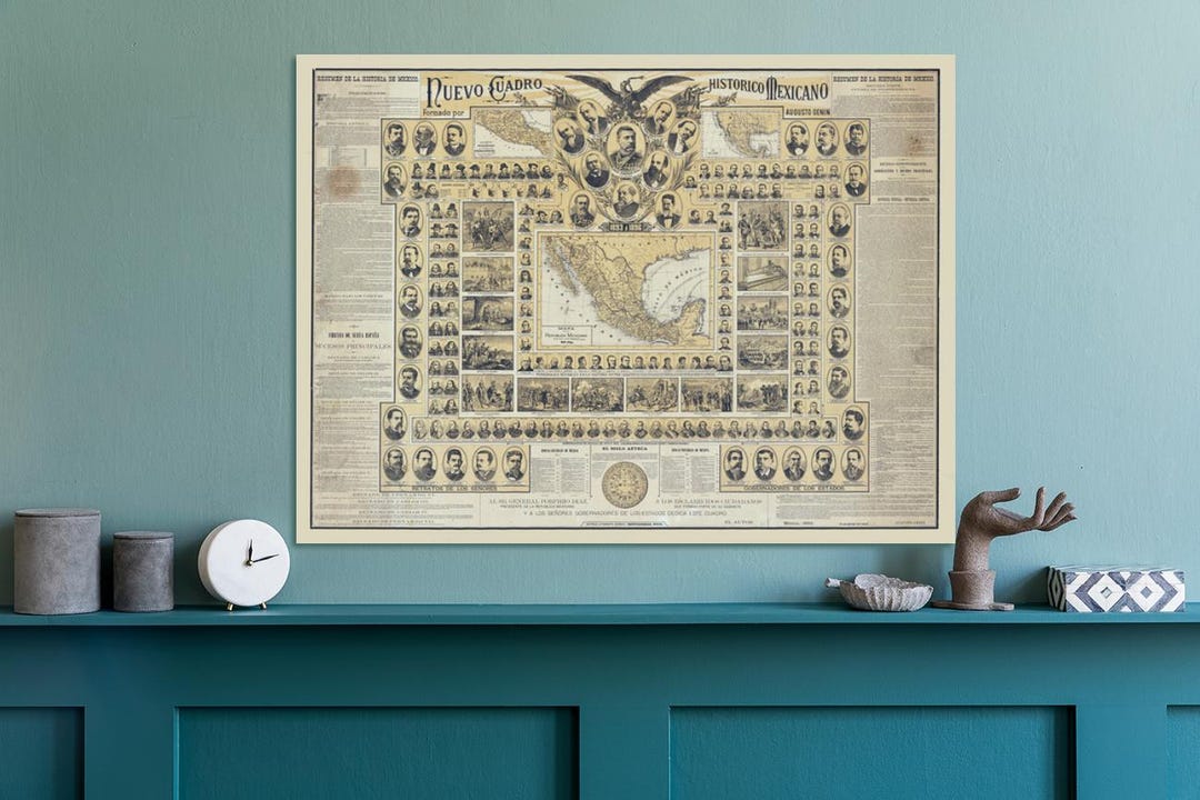 1890 Timeline Map Showing the History of Mexico Historical Latin ...