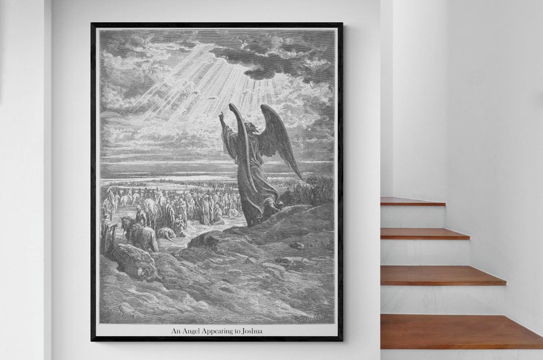 Angel Appears to Joshua Commander of God's Army Gustave Dore Antique ...