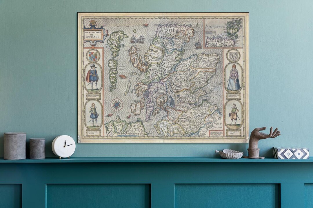 1610 John Speed Map of Scotland Historical European Geography Antique ...