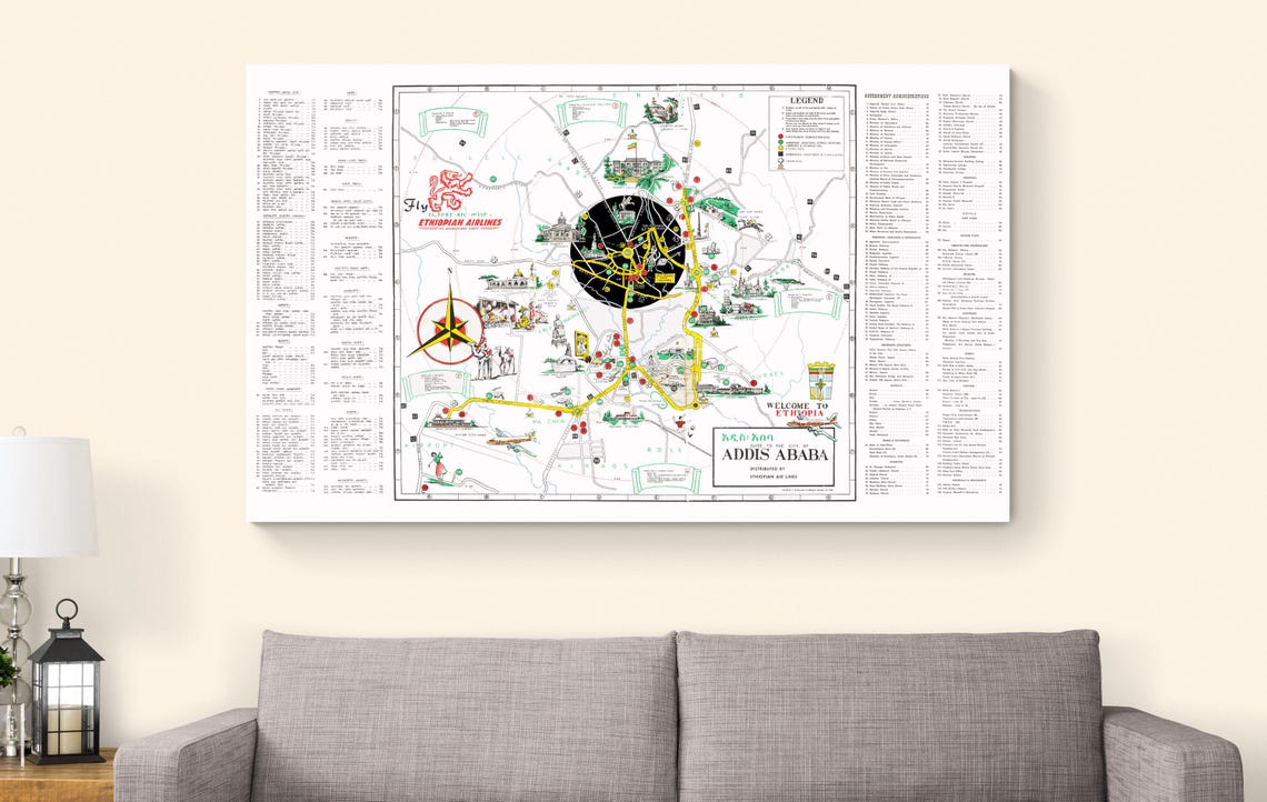 1962 Map of Addis Ababa – Historic Map of Ethiopia’s Capital Showing ...