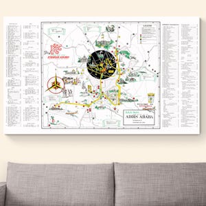 1962 Map of Addis Ababa Capital City of Ethiopia North African ...