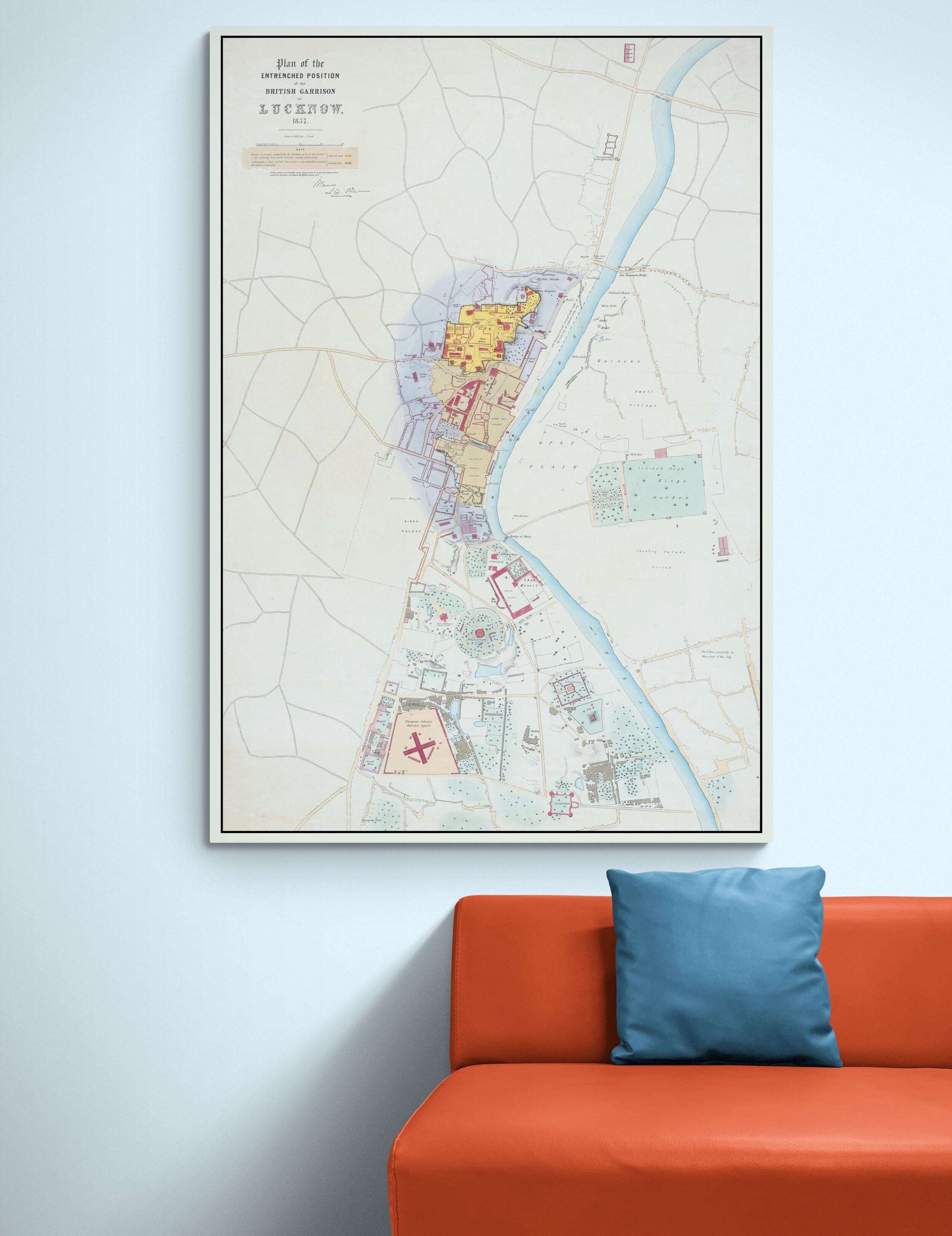1857 Military Map of Lucknow India – Sepoy Rebellion Era Map Showing ...