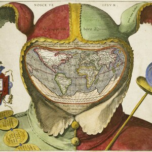 The Fool's Cap Map of the World World Map Medieval Renaissance Jester ...