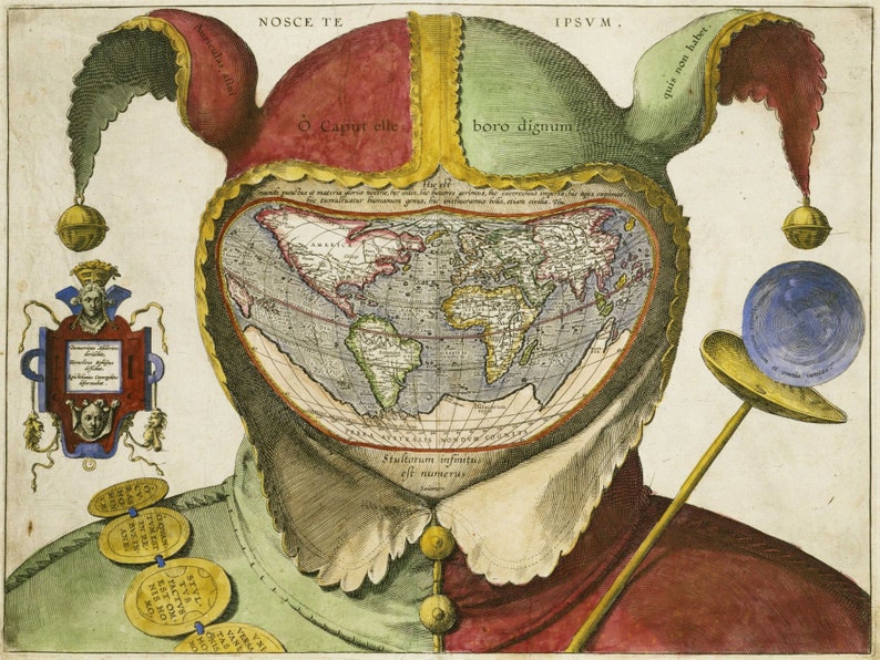 The Fool's Cap Map of the World World Map Medieval - Etsy