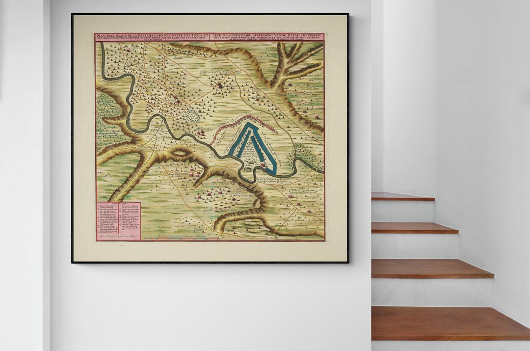 1711 Map of the Battle of Stănileşti of the Pruth River Campaign or ...