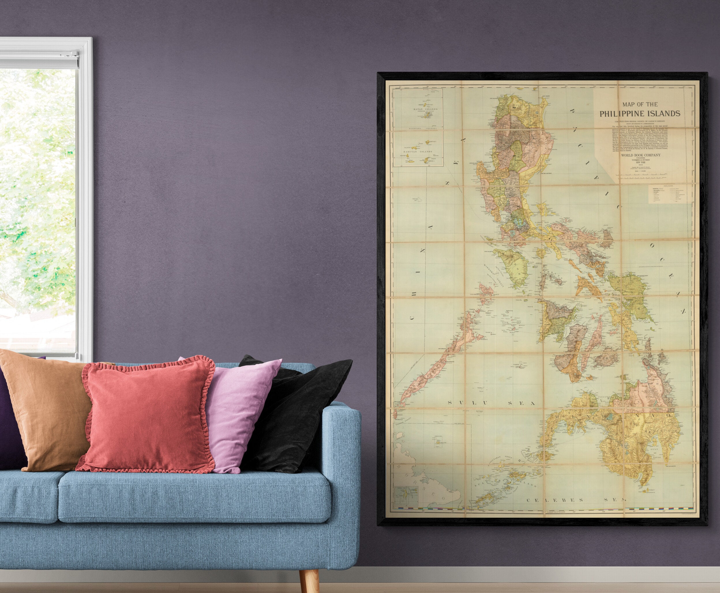 1908 Wall Map of the Philippine Islands Philippines Manilla Antique ...