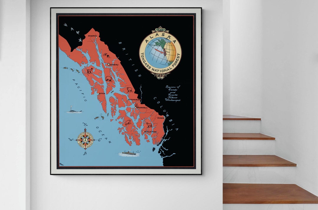 Pictorial Map of Tongass National Forest Alaska Historical American ...