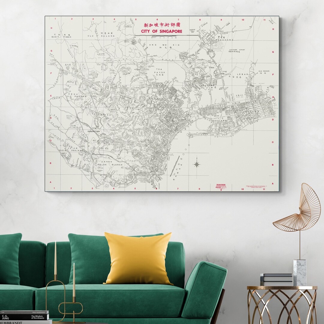 1955 Map of Singapore – Historic Southeast Asia City Map Showing ...