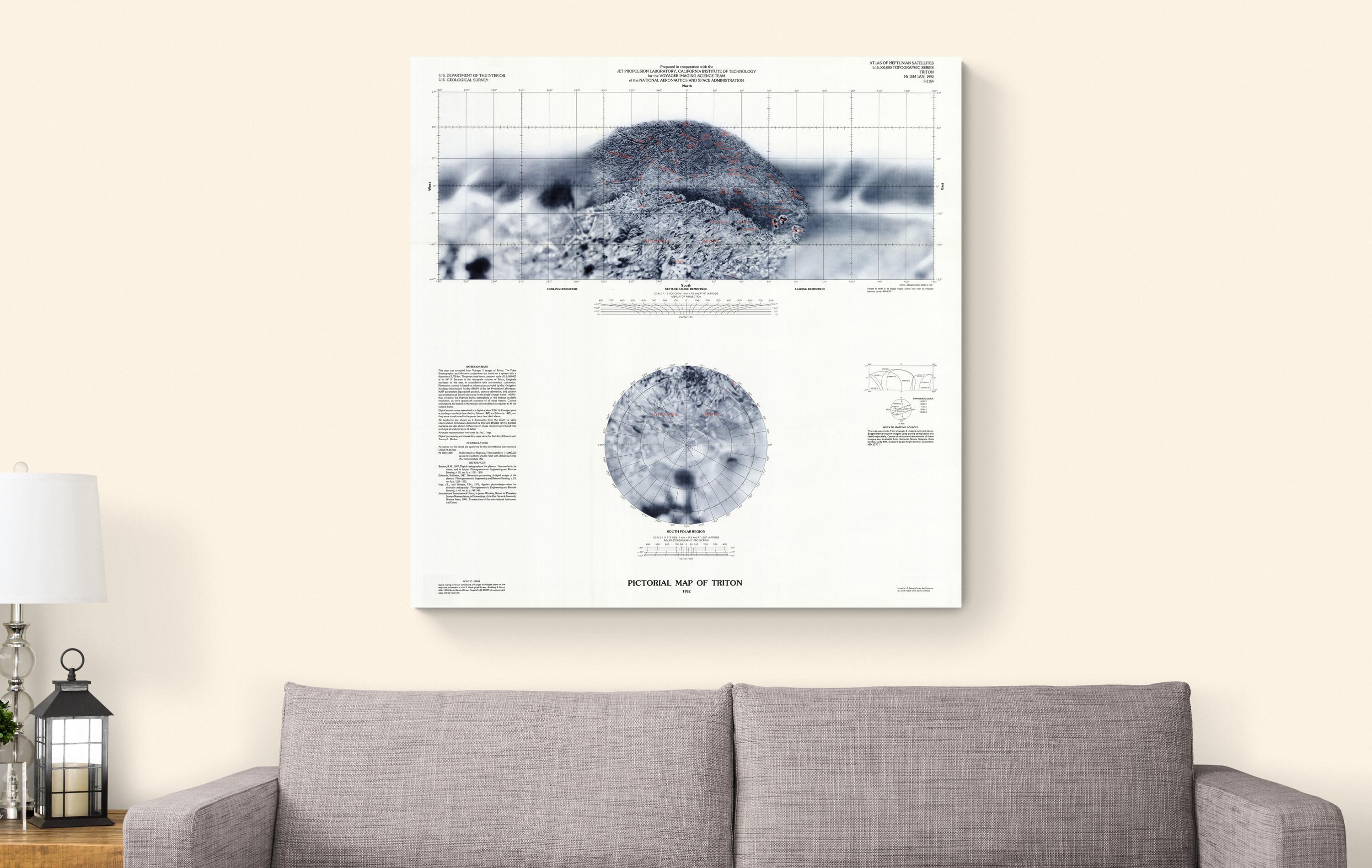 NASA Pictorial Map of Triton – Neptune’s Largest Moon With Retrograde ...