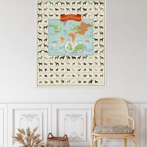 Pictorial Dog Breed Map of the World Educational Animal Veterinarian ...