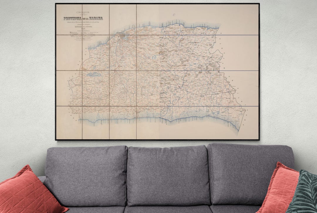 1896 La Habana Province Cuba Map Historical Caribbean Geography Spanish ...