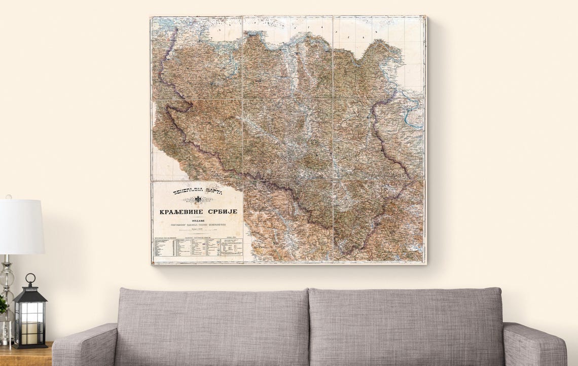 1893 Map of the Kingdom of Serbia – Historic Cartography Showing Cities ...