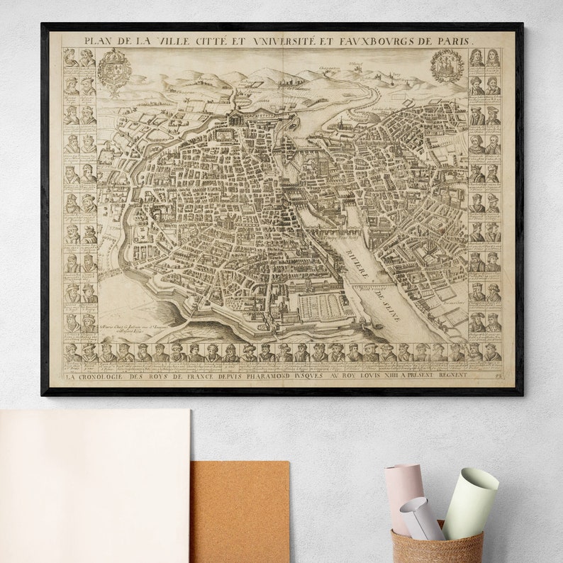 1670 Renaissance Map of Paris France European History Classroom Decor ...