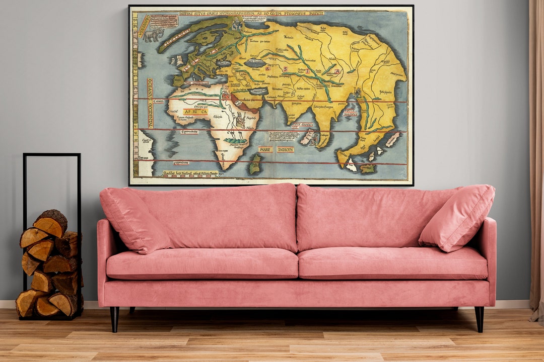 1522 Lorenz Fries Ptolemaic World Map Antique Historical Cartography ...