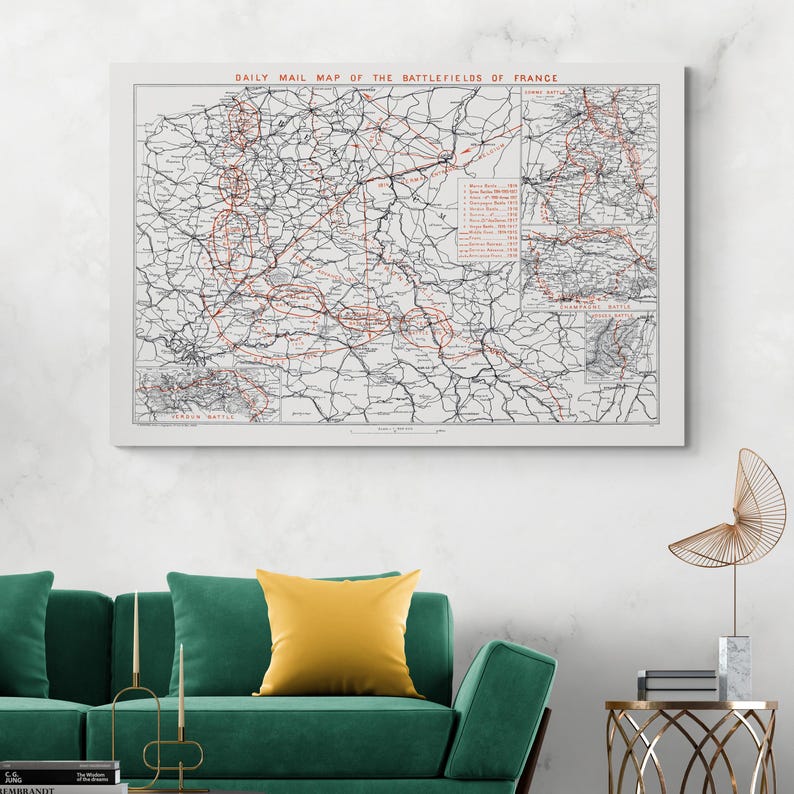 Map of WWI Battlefields in France – Postwar Map Showing Major French ...
