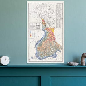 1972 Physical Map of Finland Historical European Geography Vintage ...