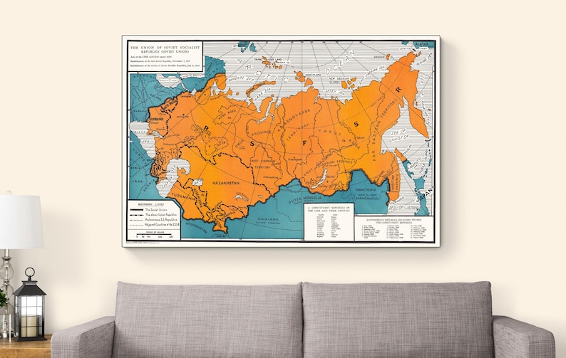 1936 Map of the Soviet Union – Interwar-era Map – USSR Republics ...