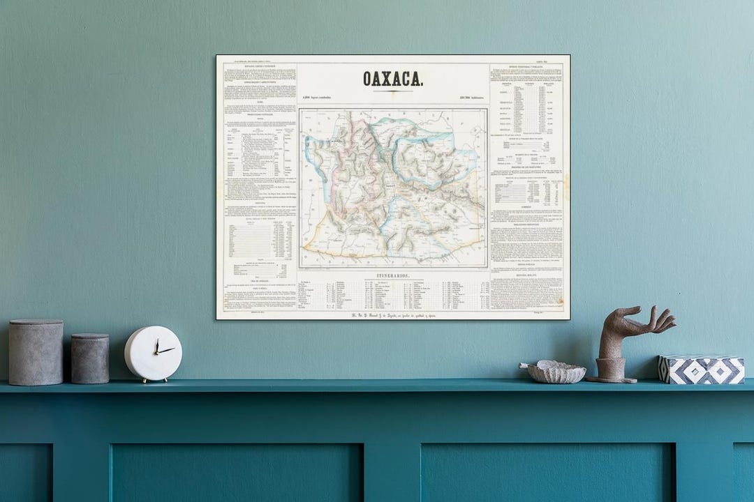 1858 Map of the Mexican State of Oaxaca Mexico Historical Central ...