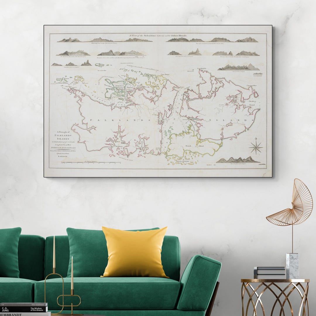 1770 Sea Chart of Falkland Islands – Historic Nautical Map Detailing ...