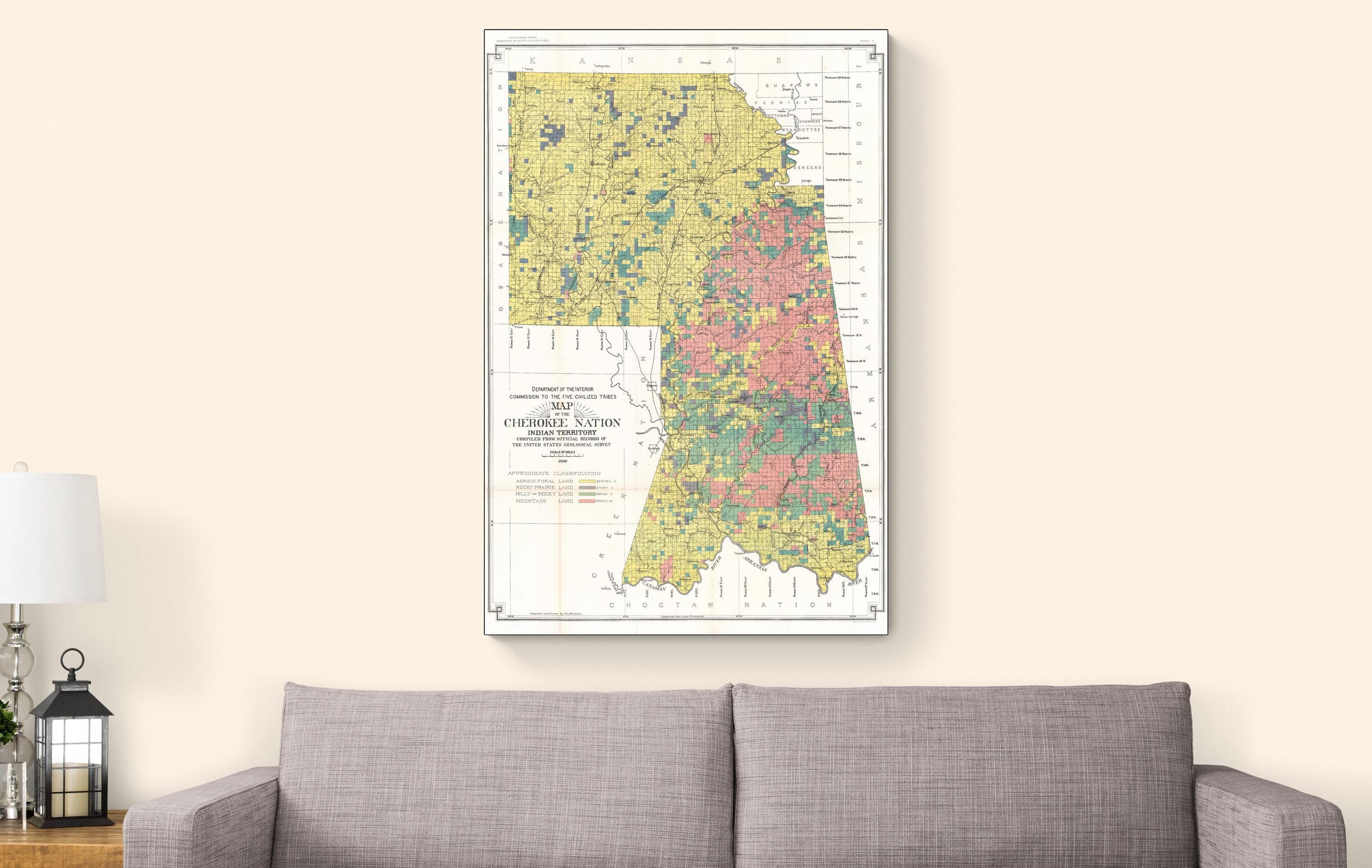 1900 Map of Cherokee Nation, Indian Territory – Native American Tribal ...