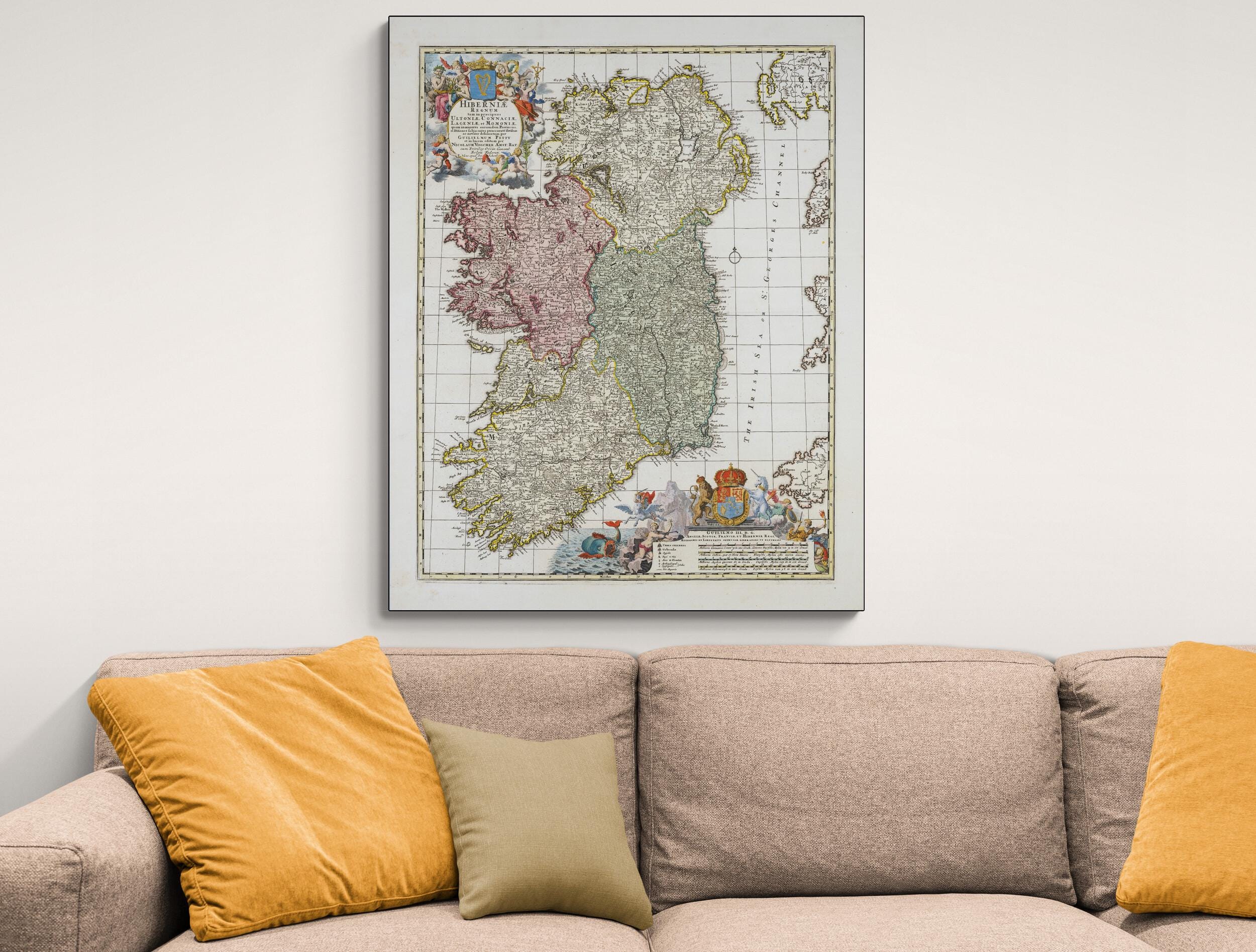 17th Century Down Survey Map of Ireland – Historic Cromwellian-era ...