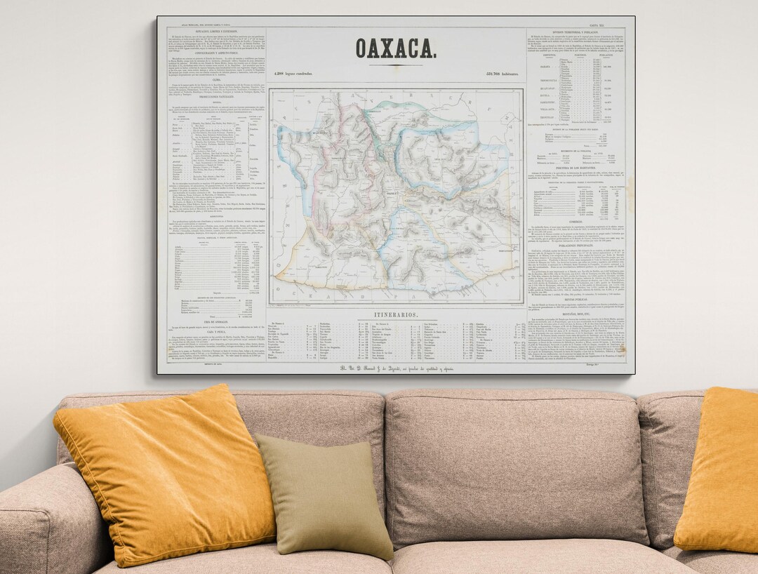 1858 Map of Oaxaca Mexico Central American Geography Mexican History ...