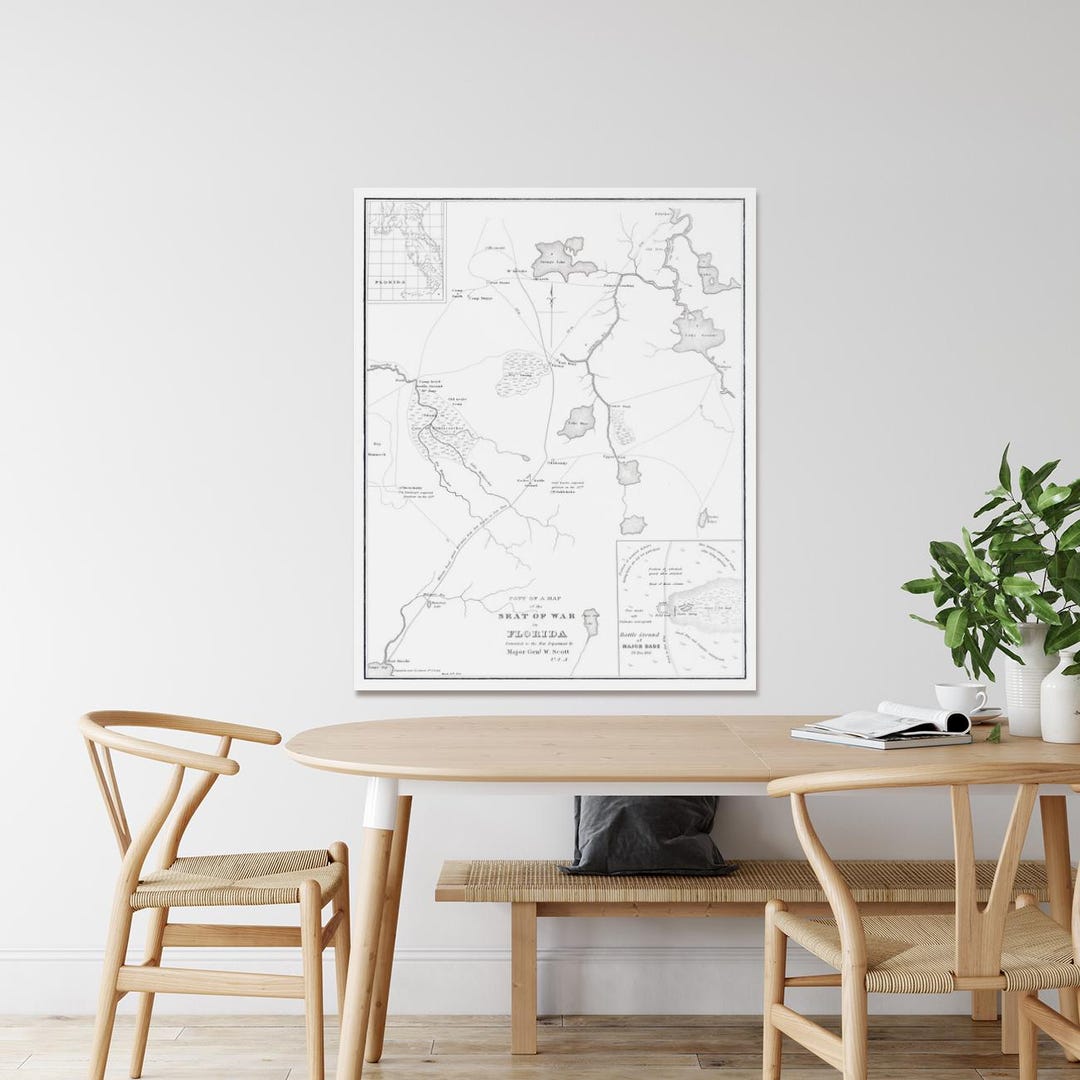 1846 Military Map of the Battle of Dade Florida Second Seminole War ...