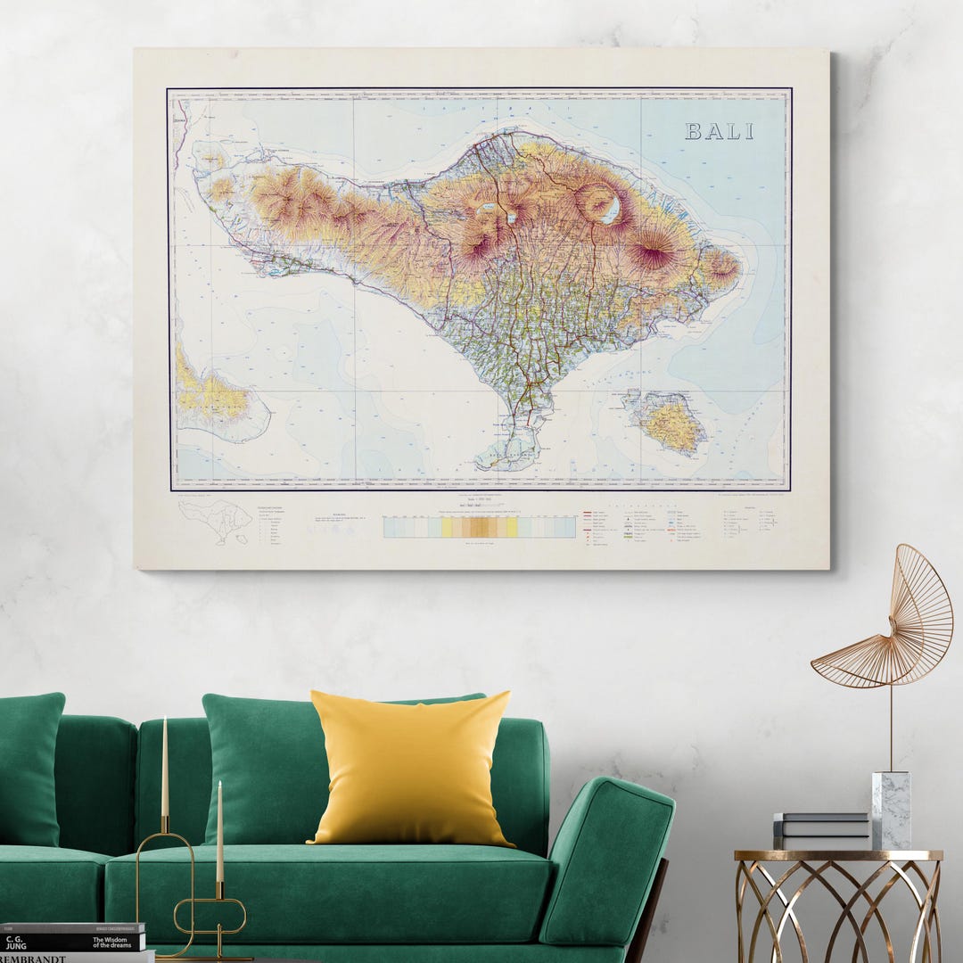 1955 Map of Bali – Mid-century Indonesian Cartography Showing Cultural ...