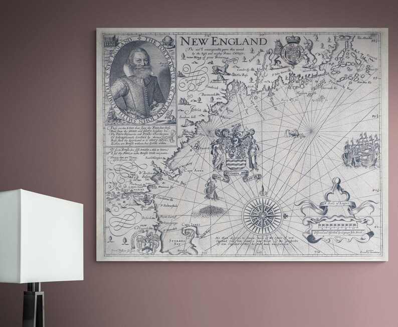 1617 John Smith Map of New England – Early Colonial American ...