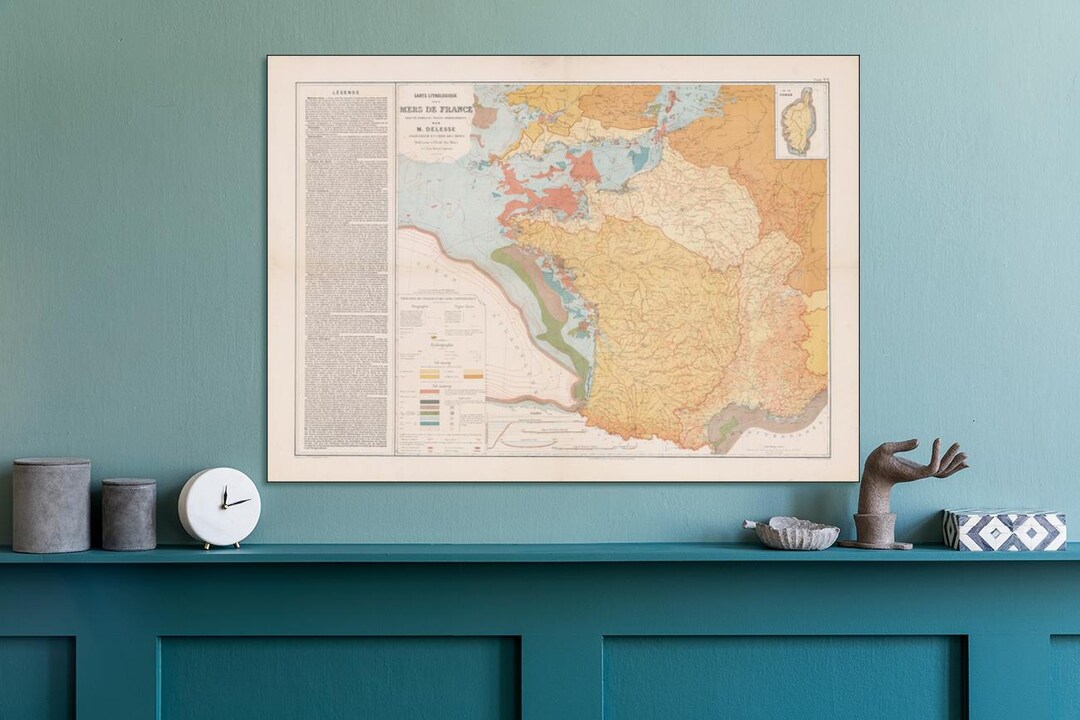1872 Geological Map of France Historical European Geography Antique ...